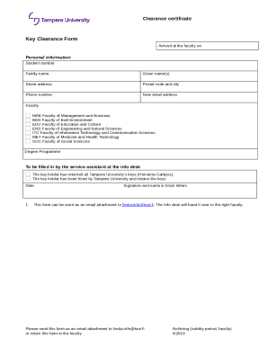 Key Clearance Doc Template | pdfFiller