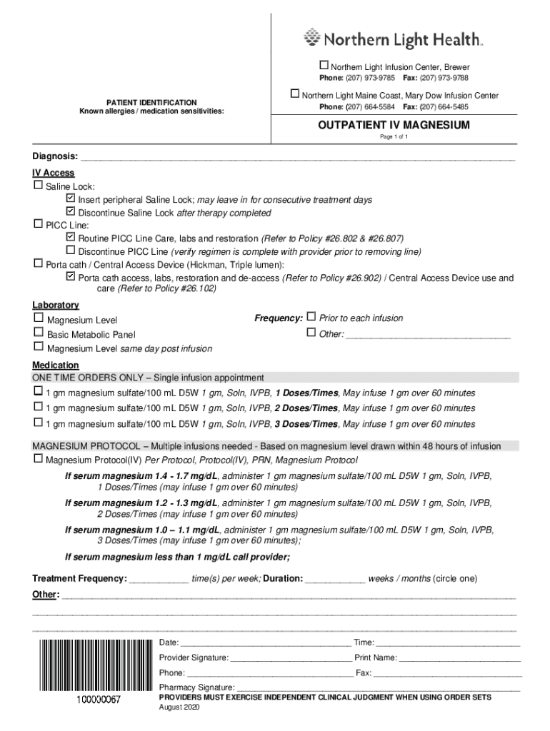 Fillable Online Infusion Care Order Sets Fax Email Print - pdfFiller