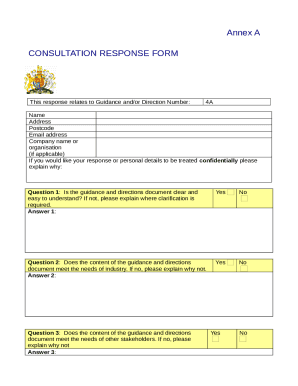 Annex A: Consultation Response Doc Template | pdfFiller