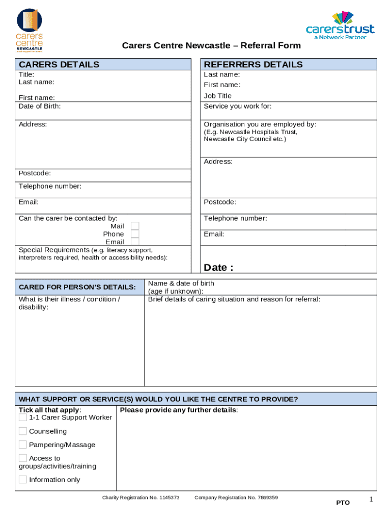 Carer Referral - friendsaction co Doc Template | pdfFiller