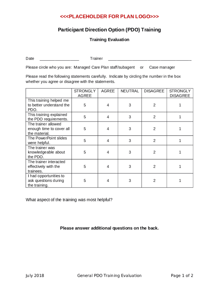 Long-Term Care Plans Participant Direction Option (PDO) Doc Template ...
