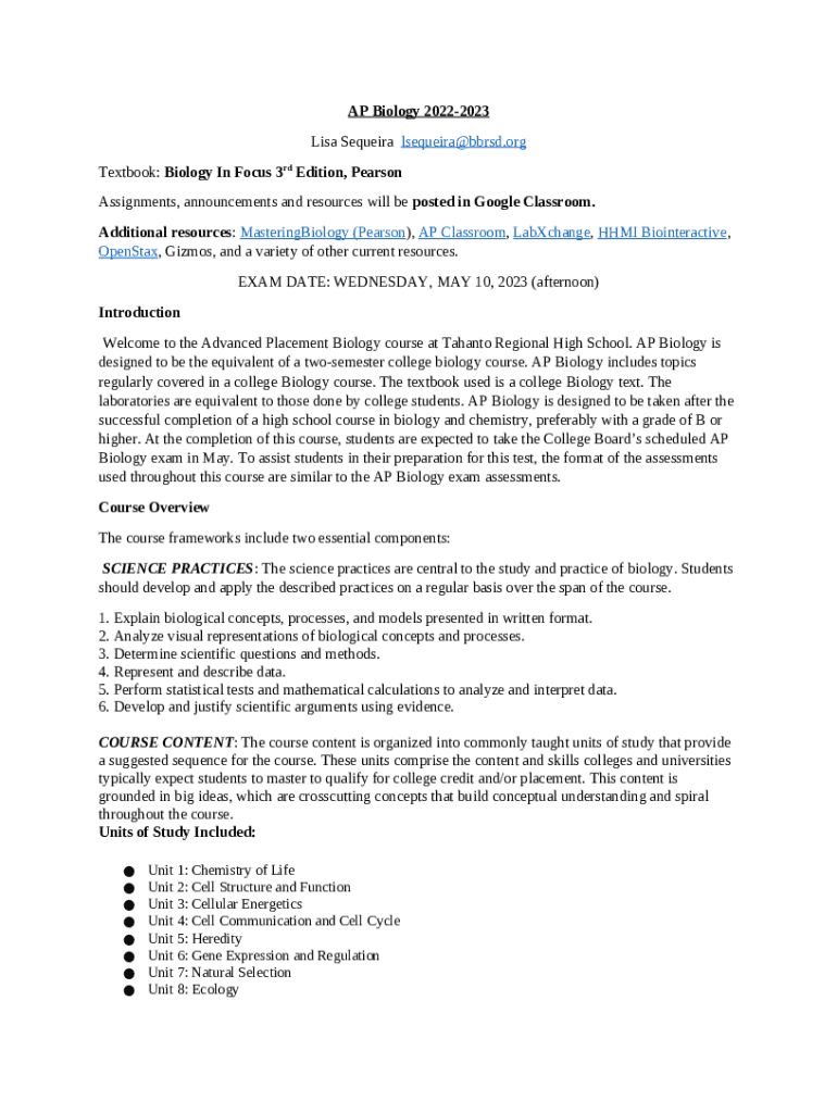 unity and diversity Students in Biology Basics B will be eligible to ... Doc Template | pdfFiller