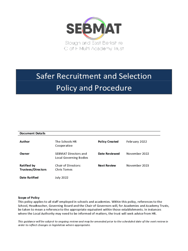Fillable Online Safer Recruitment: Guidance for HR Personnel Fax Email ...
