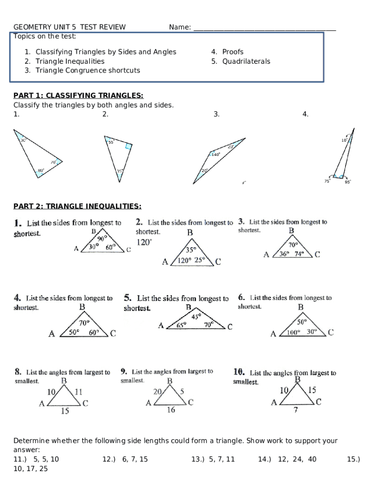 Geometry Chapter 5 Classifying Triangles by Sides and ... Doc Template ...