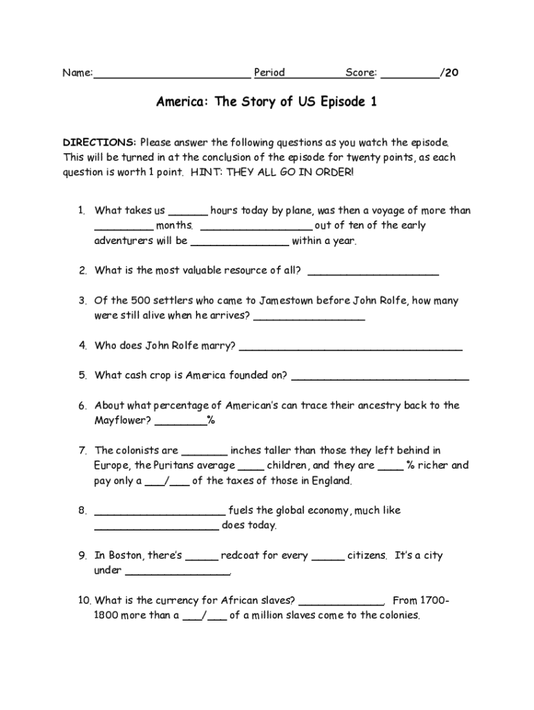 Fillable Online America the Story of Us: Episode 9 BUST Flashcards Fax ...