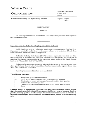 Chapter 13 - Sanitary and Phytosanitary Measures Doc Template | pdfFiller