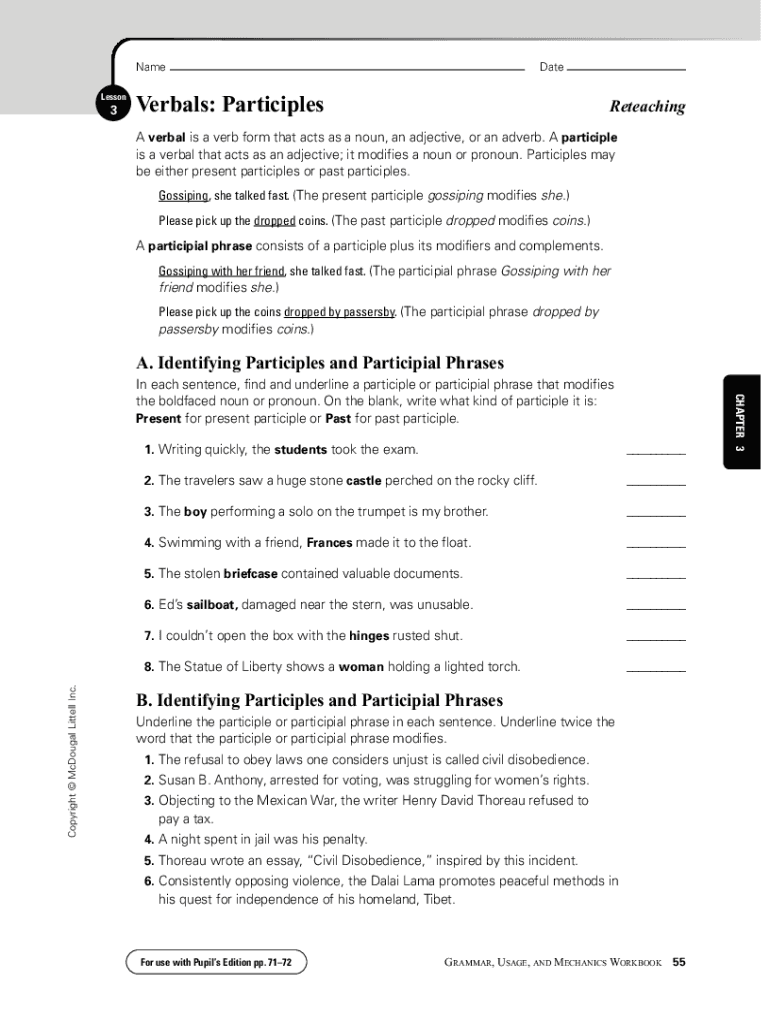 Fillable Online What is a Verbal?We define verbal & Verbal Examples Fax ...