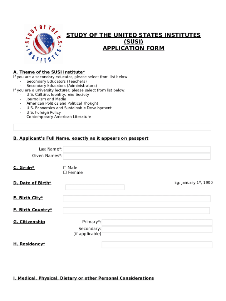 study of the united states institutes (susi) application Doc Template ...