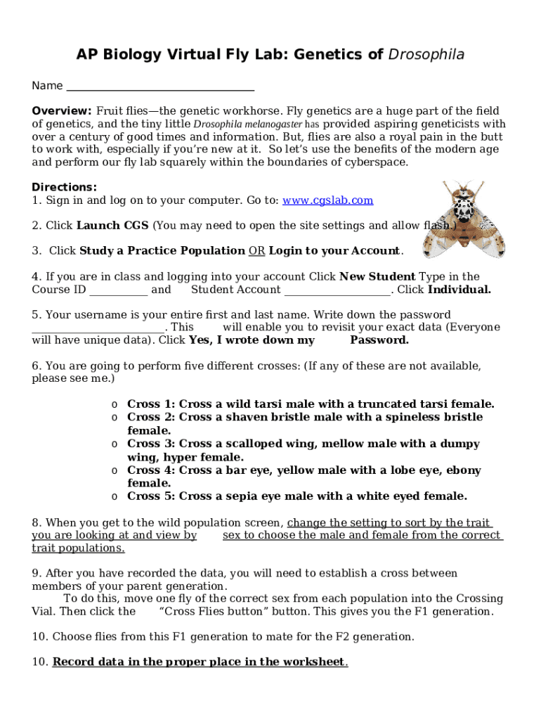 Lab 7 Sample 3 Fruitflies Doc Template | pdfFiller