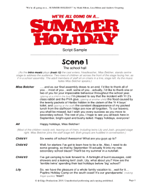 Fillable Online Summer Holiday - Script Sample Fax Email Print - pdfFiller