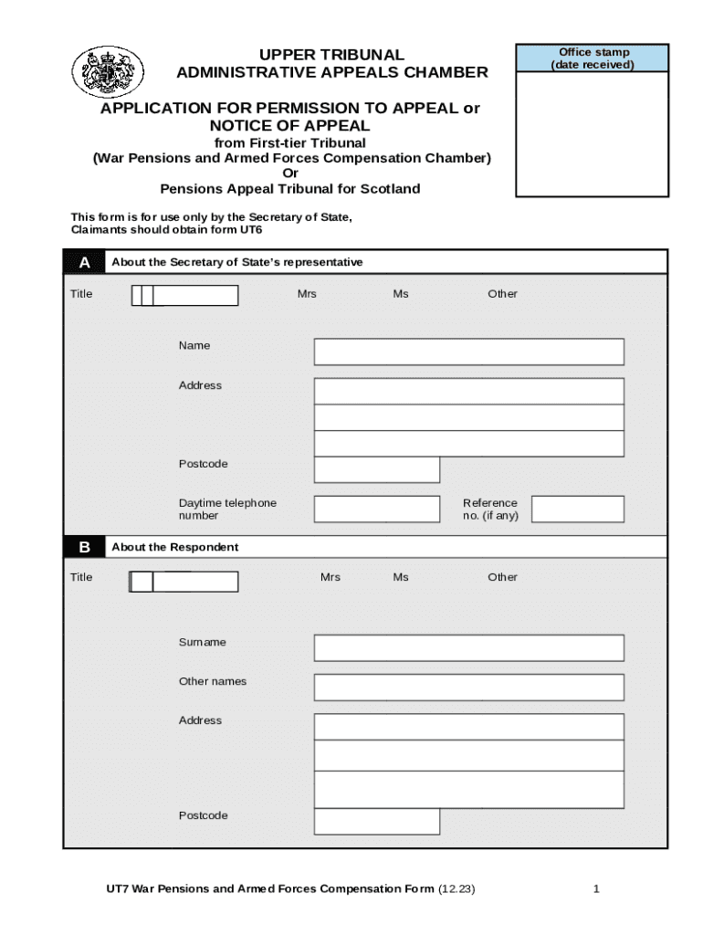 UT7 Application for permission to appeal or notice of appeal Doc Template | pdfFiller