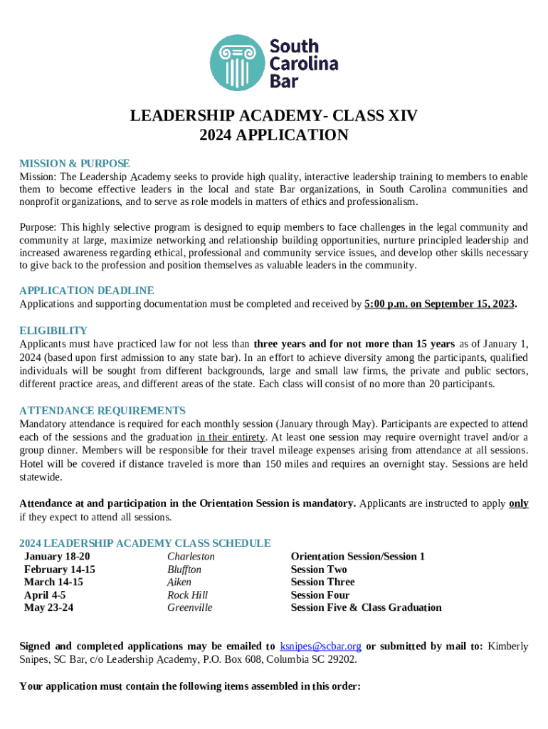 2025 Leadership Academy Application & Instructions Doc Template | pdfFiller