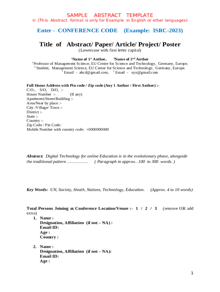 Writing an Abstract for Your Research Paper Doc Template | pdfFiller