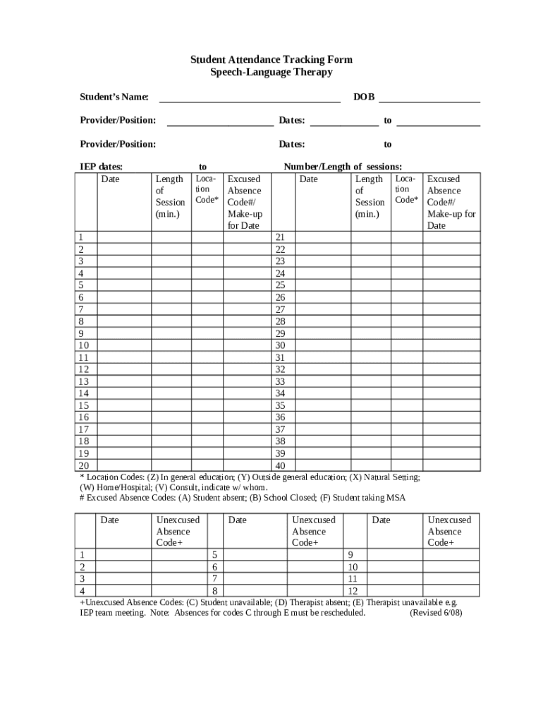 Student Attendance Tracking Doc Template | pdfFiller