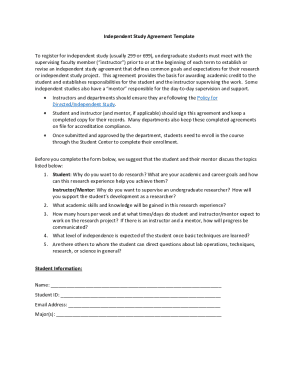 Fillable Online cals wisc Independent Study Agreement Template Fax ...