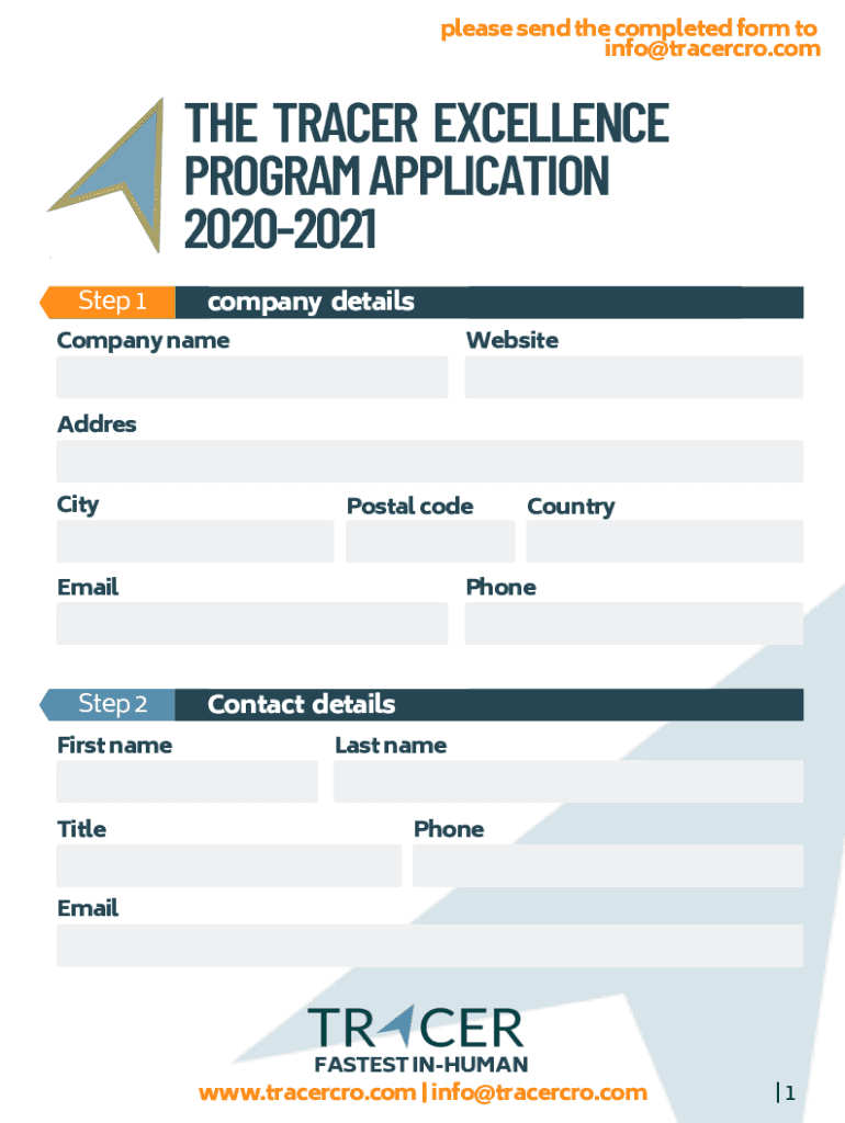 Fillable Online TRACER Excellence Program Application Fax Email Print ...