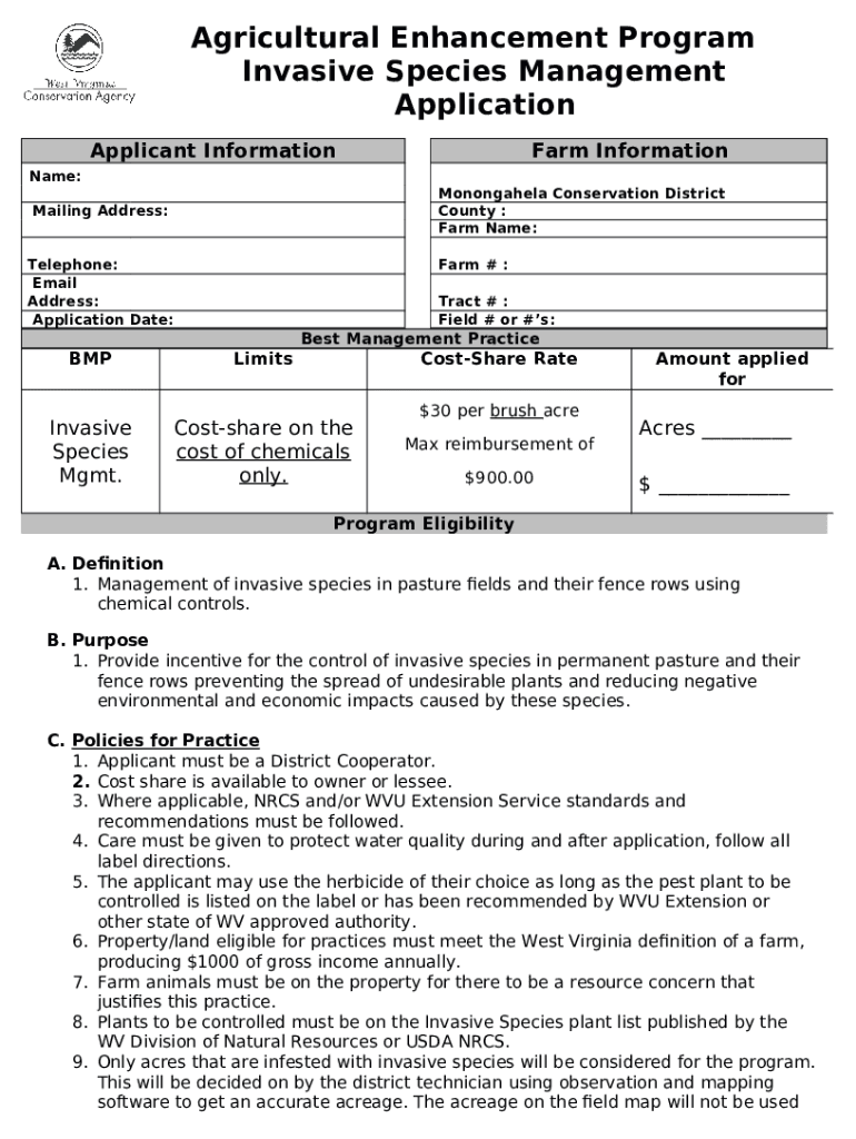 FY23 Agricultural Enhancement Program Invasive Species ... Doc Template ...