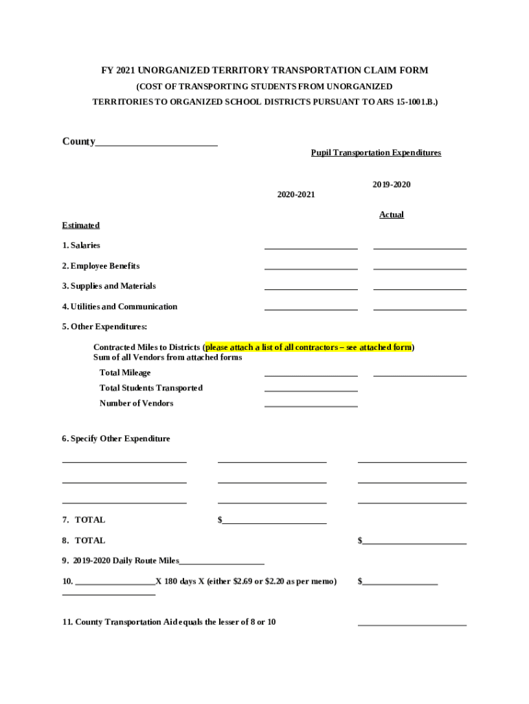 FY21-UNORGANIZED-TERRITORY-TRANSPORTATION- ... Doc Template | pdfFiller
