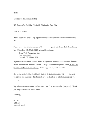 Fillable Online TTFI - Sample Letter to IRA Plan Administrator (002 ...