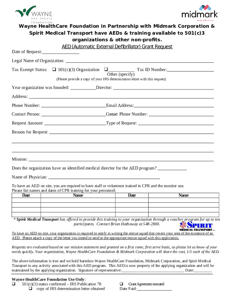 AED (Automatic External Defibrillator) Grant Request Doc Template ...