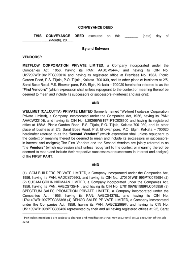Fillable Online CONVEYANCE DEED This deed of sale is executed on Fax ...