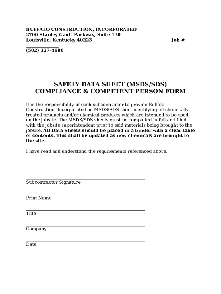 SDS Compliance Doc Template | pdfFiller