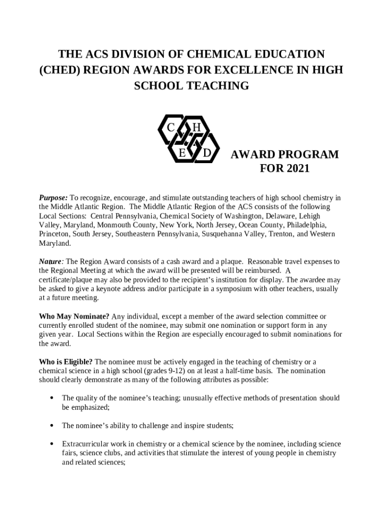 The ACS Division of Chemical Education (CHED) Region ... Doc Template ...