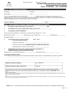 Fillable Online OCDSB 926 Form ETFO PVP UE Medical Certificate Form Fax ...