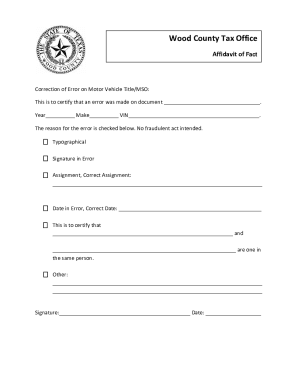 Fillable Online Affidavit Of Correction Title Texas - Fill Online ...