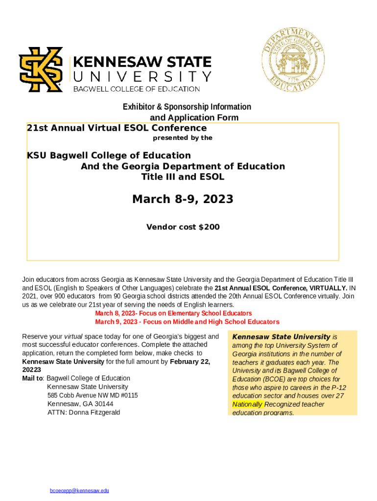 20 th Annual Kennesaw State University ESOL Conference Doc Template ...