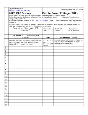 Instructions for the HIPS PBF Survey Doc Template | pdfFiller