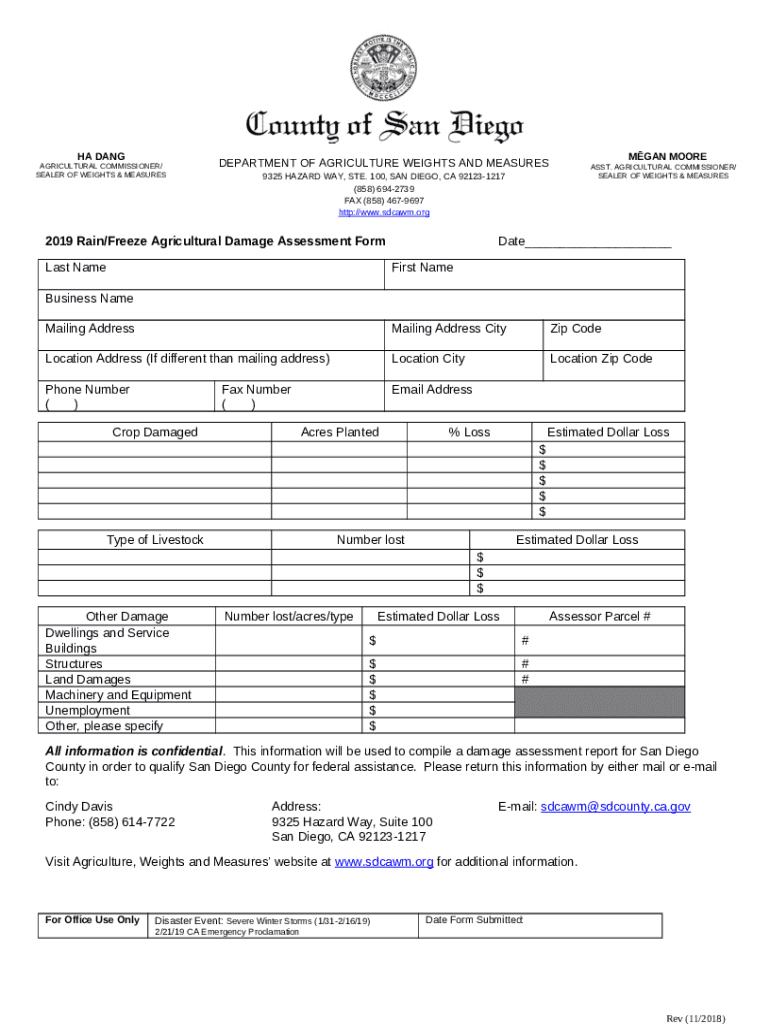 Agriculture Damage Assessment Doc Template | pdfFiller