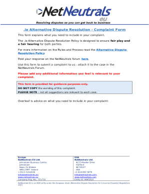 IEDR ADR - Complaint Doc Template | pdfFiller