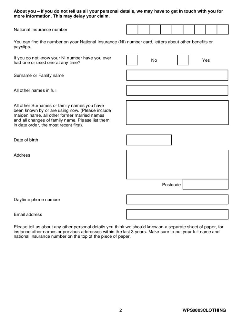 Fillable Online Claim for Clothing Allowance - E-PDF online version Fax ...