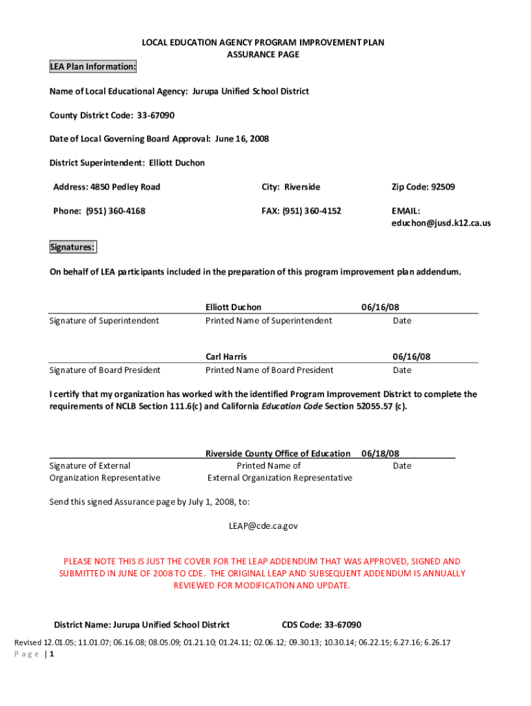 Fillable Online Local Educational Agency (LEA) Plan Provisions Fax ...