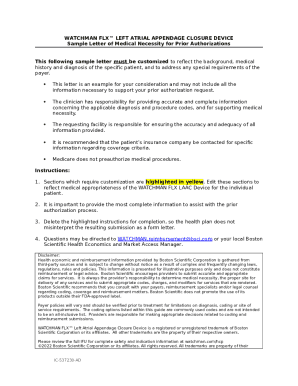 WATCHMAN Sample Letter of Medical Necessity Doc Template | pdfFiller