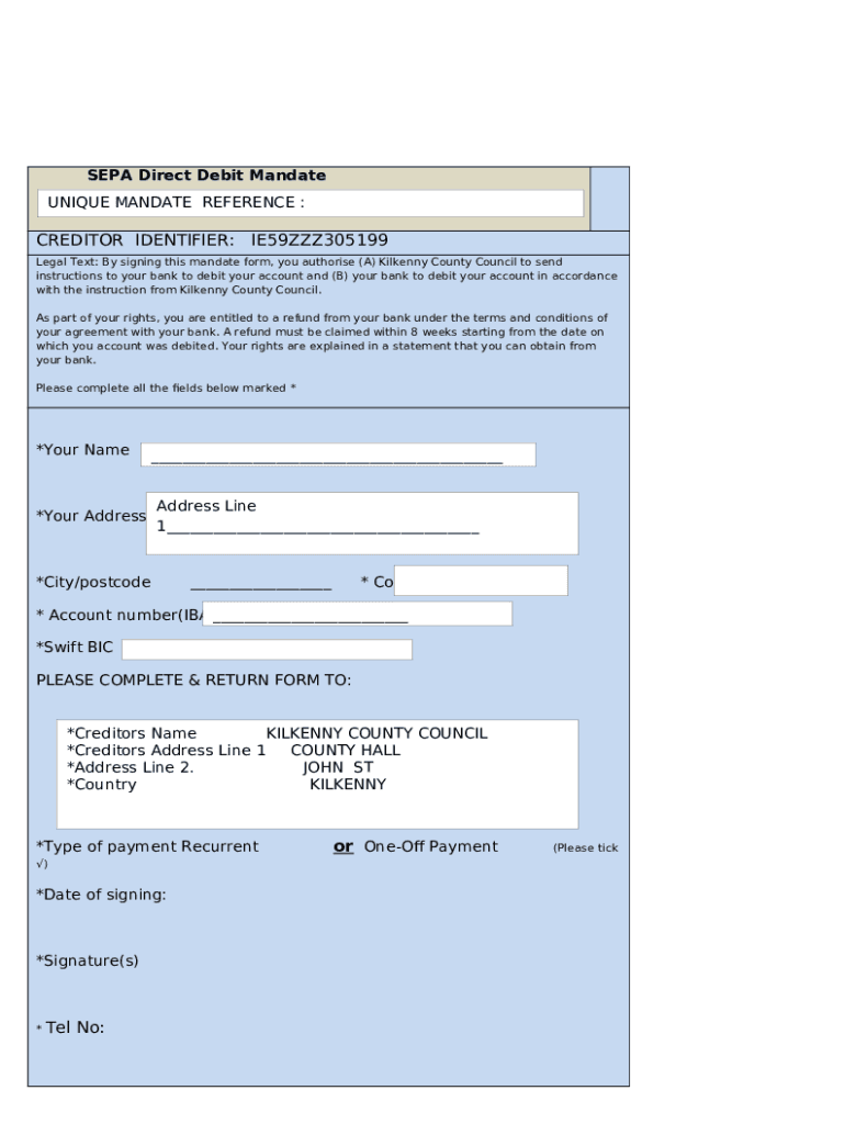 Sepa Mandate Example - Fill Online, Printable ... Doc Template | pdfFiller