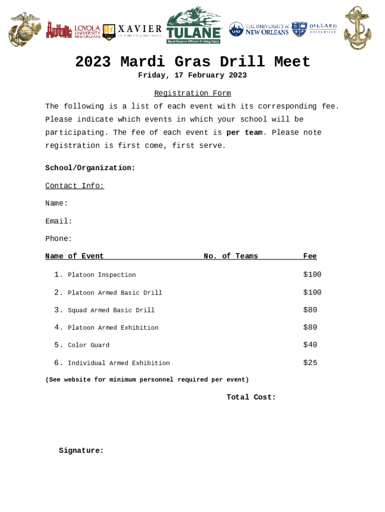 USF NROTC's Road to Tulane University Mardi Gras Drill Meet Doc ...