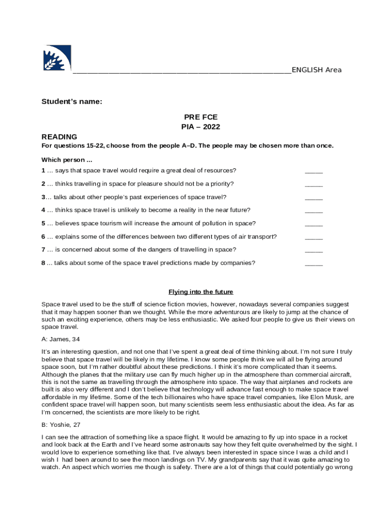 FCE Reading Test Part 3. Free Practice for the Cambridge ... Doc ...