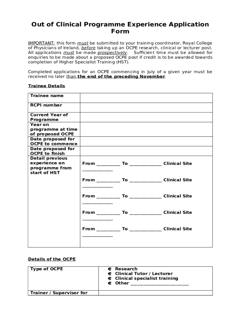 Out Of Programme (OOP) application Doc Template | pdfFiller