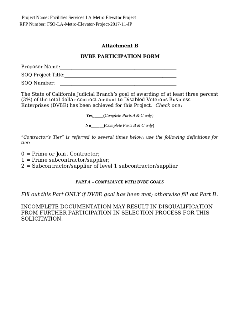 Attachment B - DVBE Participation Doc Template | pdfFiller