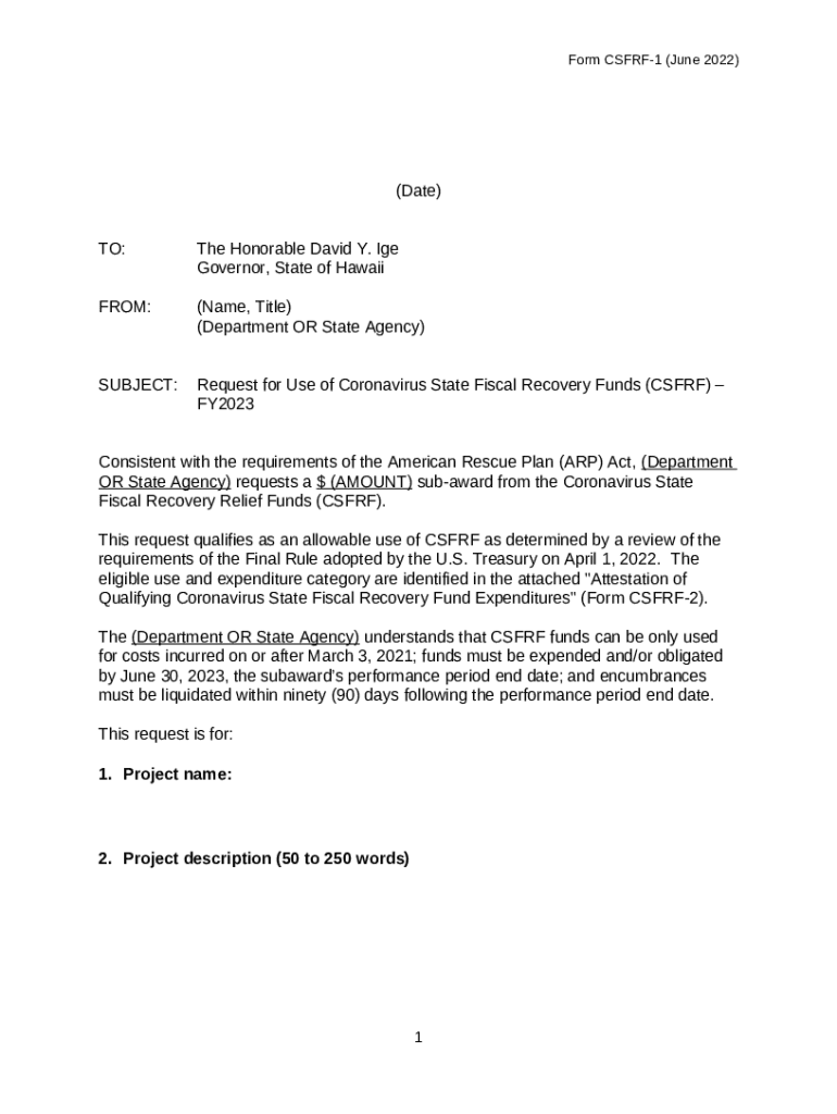 State and Local Fiscal Recovery Fund Doc Template | pdfFiller