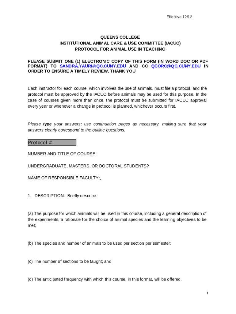 IACUC-General-.doc - Queens College Doc Template | pdfFiller
