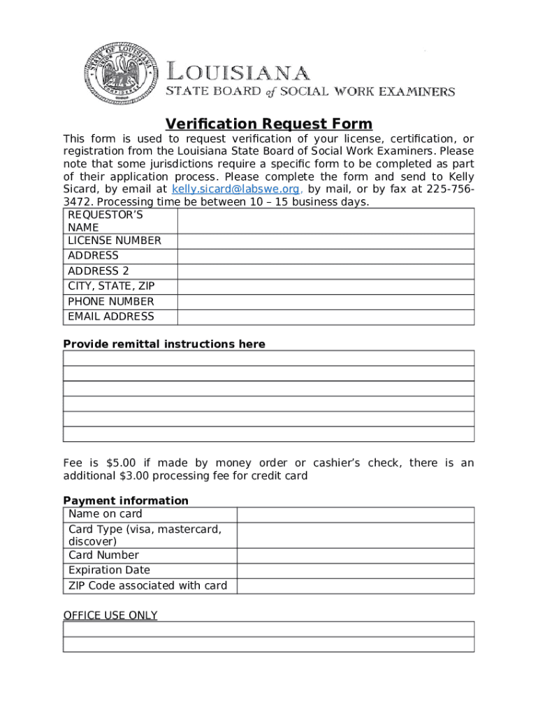 Verification of Licensure, Certification or Registration in ( ... Doc ...