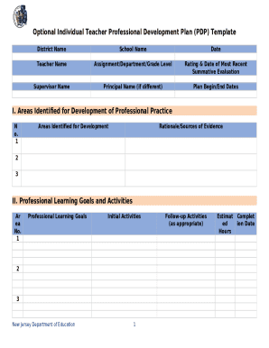 Sample Individual Teacher Professional Development Plan ... Doc ...