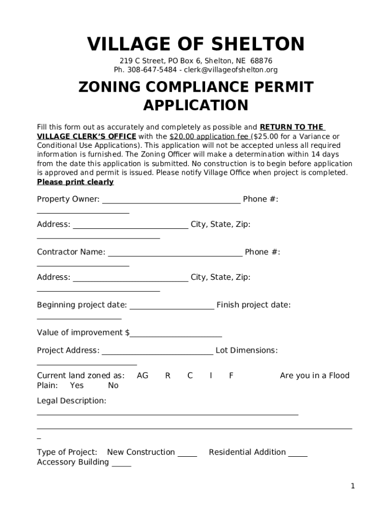 Shelton - Application For Certificate of Zoning Compliance Doc Template | pdfFiller
