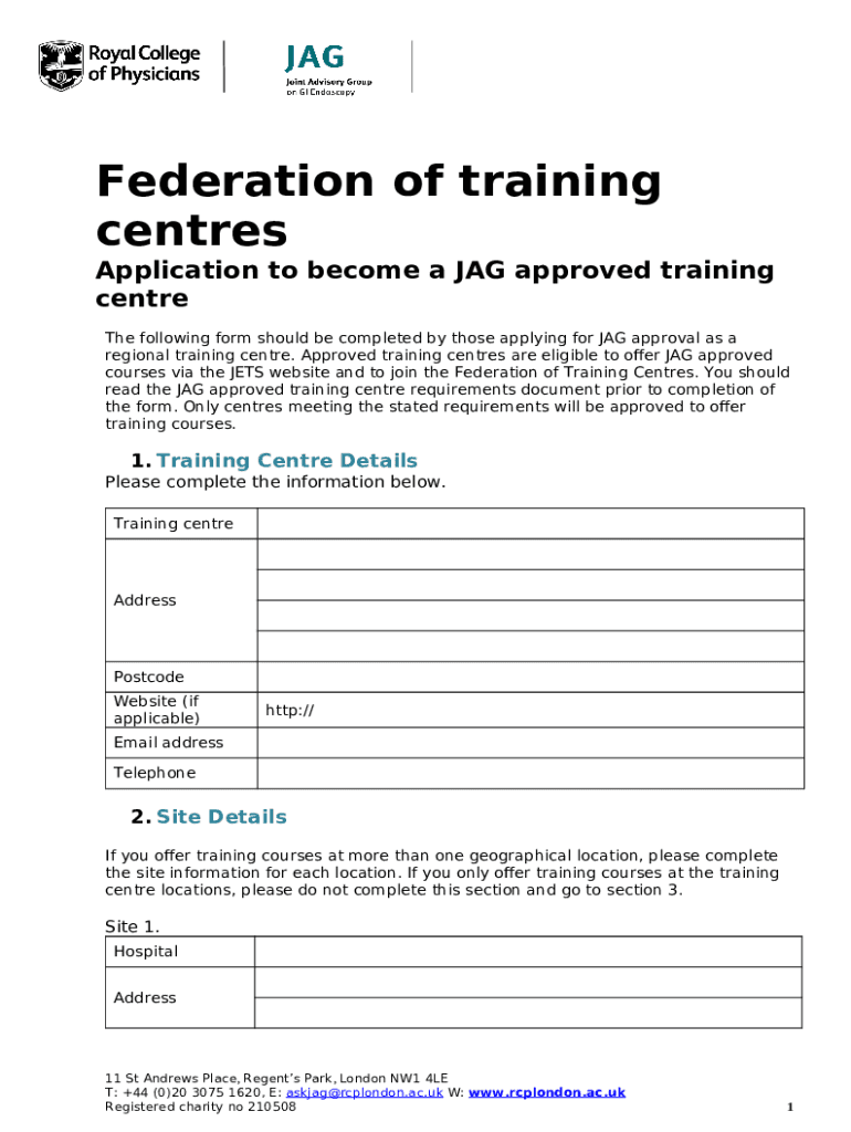 Training Centre Application Doc Template | pdfFiller