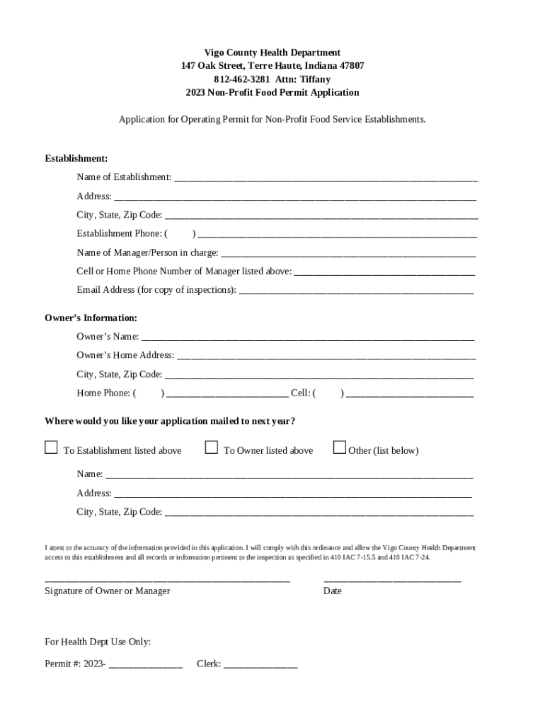 Vigo County Public Health Department Doc Template | pdfFiller