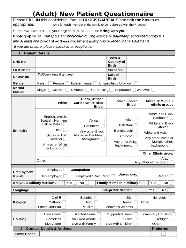New Patient Registration - St George's Medical Practice Doc Template ...