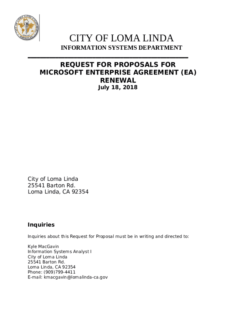REQUEST FOR PROPOSAL Microsoft Licensing Renewal ... Doc Template | pdfFiller